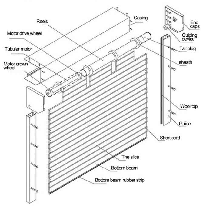 Power Coated Roll Up Shutter High Speed Spiral Door 220mm Aluminum Fast ...