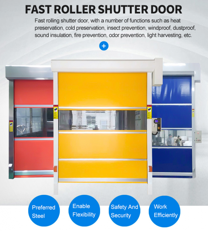 Transparent Fast Roller Shutter Doors Manual Operation Galvanized Steel ...